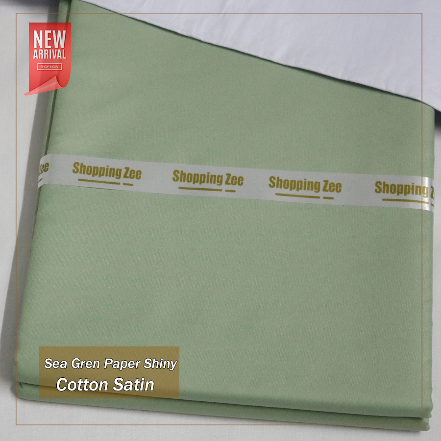 Sea Green Paper Shiny Cotton Satin | Un-Stitched Suit For Men | Men ...
