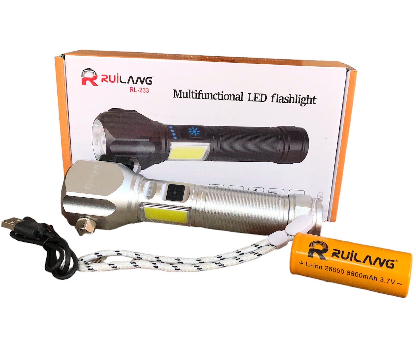 Ruilang RL-233 Multifunctional 1km zooming flashlight with high battery ...