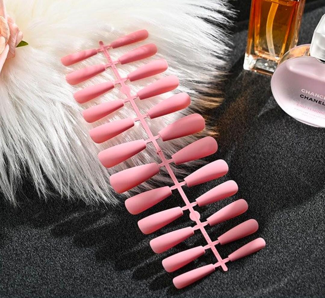24 Solid color matte super long coffin fake nail tips for extension ...