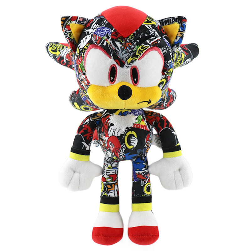 Cross-border new printed supersonic mouse plush doll graffiti Sonic ...