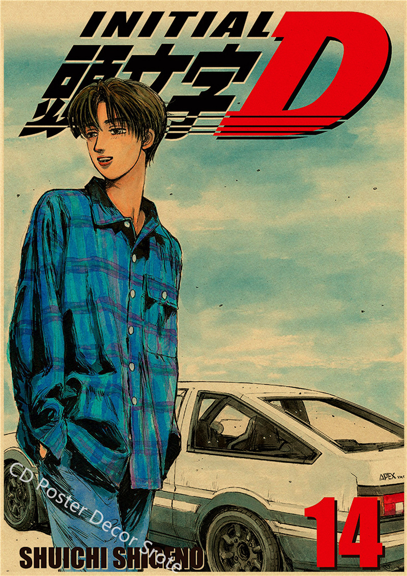 【HOT】 Initial D Anime Poster Japan Manga Kraft Paper Posters DIY ...