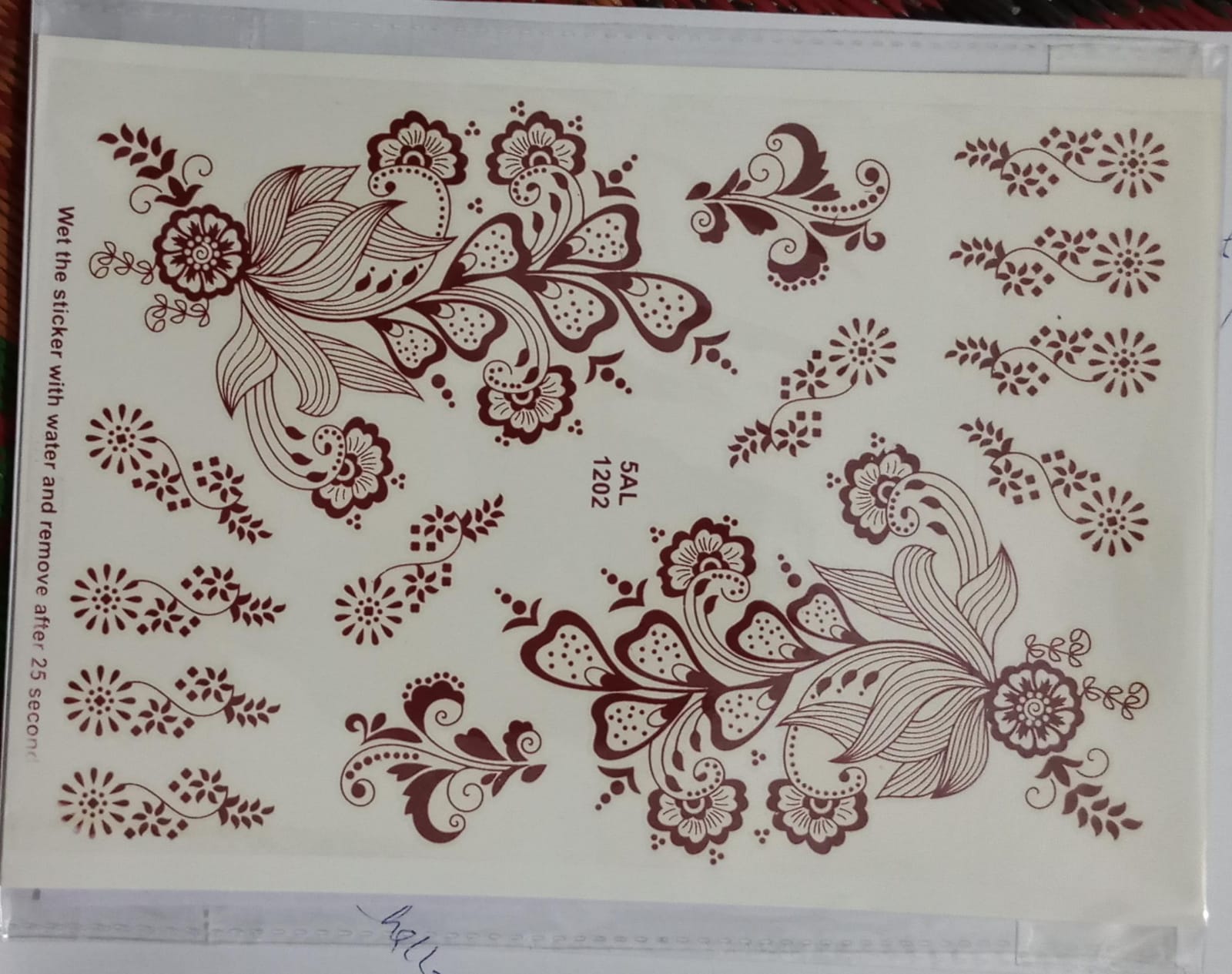 0ne card Red Henna Tattoo Stickers - Mehndi Stickers Temporary Water ...