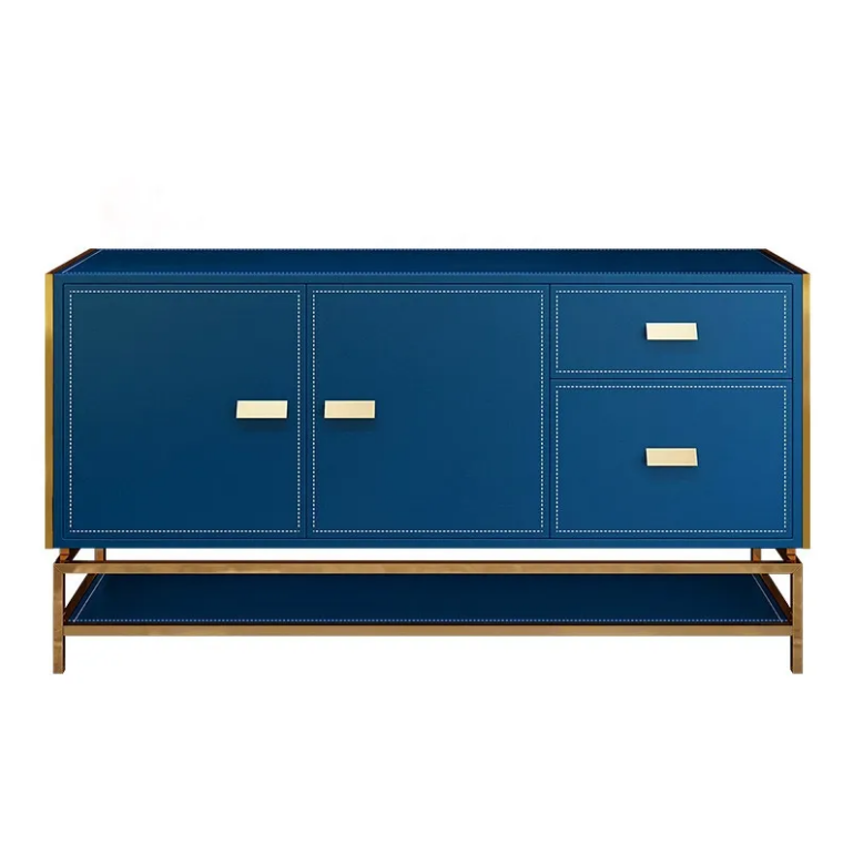 Modern Blue Sideboard Buffet Table: Elegant Cabinet with 3 Doors, 1 ...