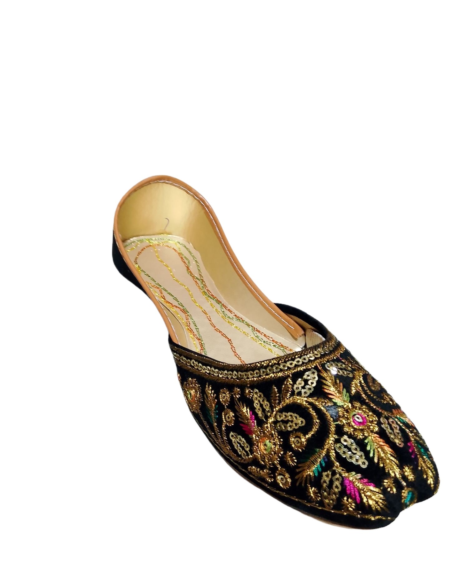 Fancy Black with Tillah Multi Color Elegant Shiny Velvet Khussa for ...