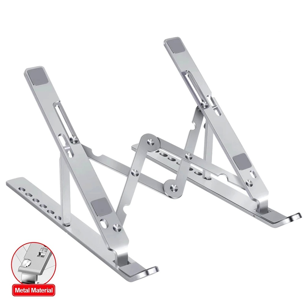 Portable Aluminum Foldable Laptop Metal Stand Adjustable Height Folding ...
