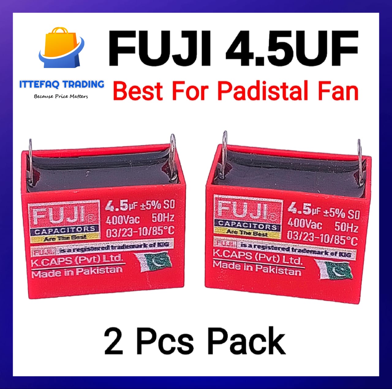 2Pcs FUJI Capacitor 4.5 uF For Pedestal Fans and Motors High Quality ...