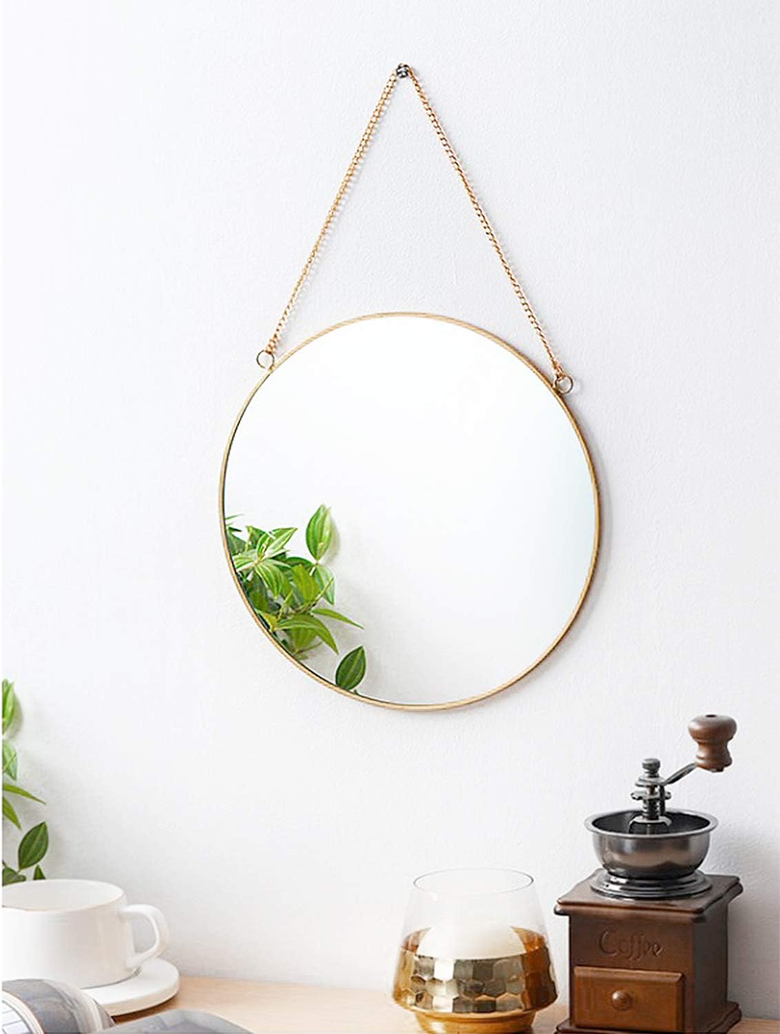 Round Wall Mirror with Stunning Border Golden Elegance | Daraz.pk