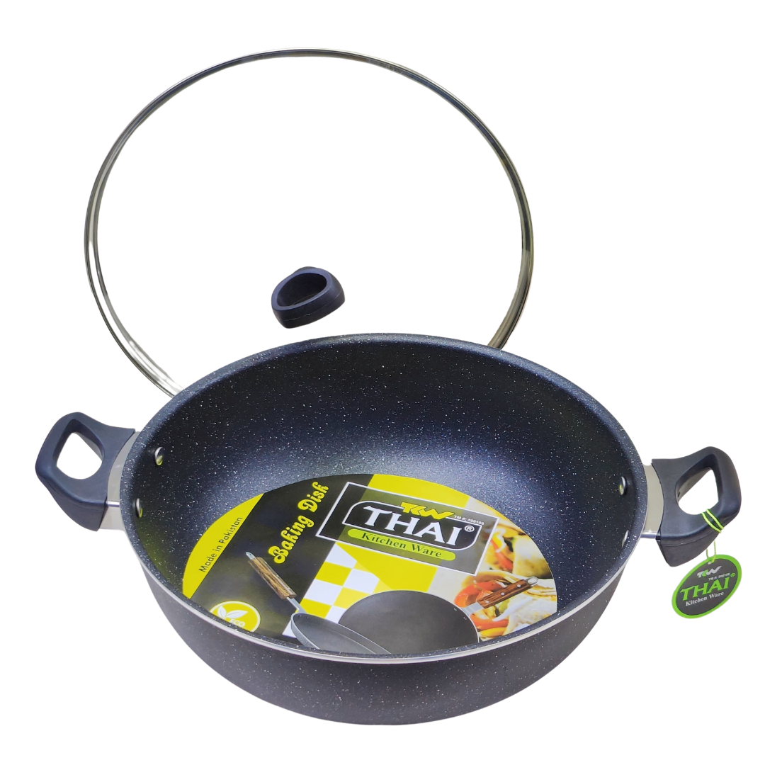 Non-Stick Cookware Karahi Pan & Lid With Marble coated Only Premium ...