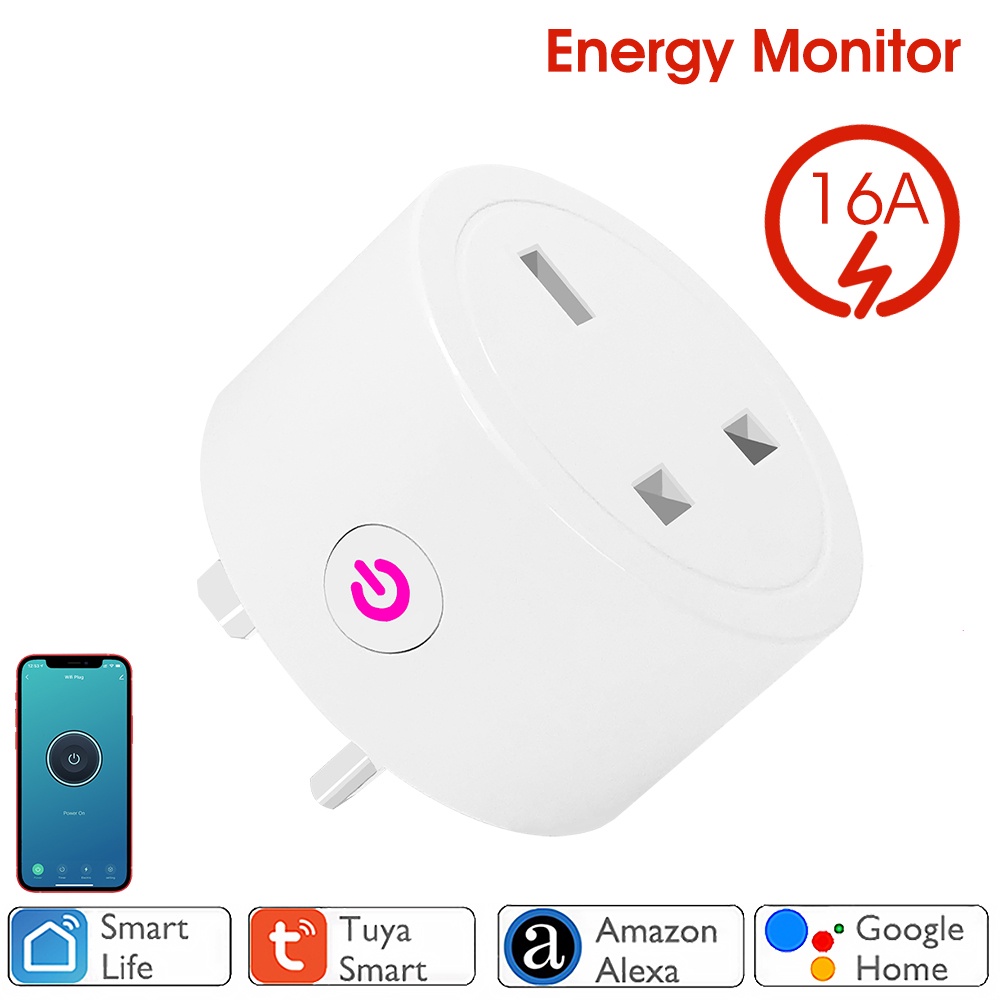 Smart Plug 16A UK Socket WiFi Tuya Smart Life APP Support Alexa Google Home Assistant Voice ...