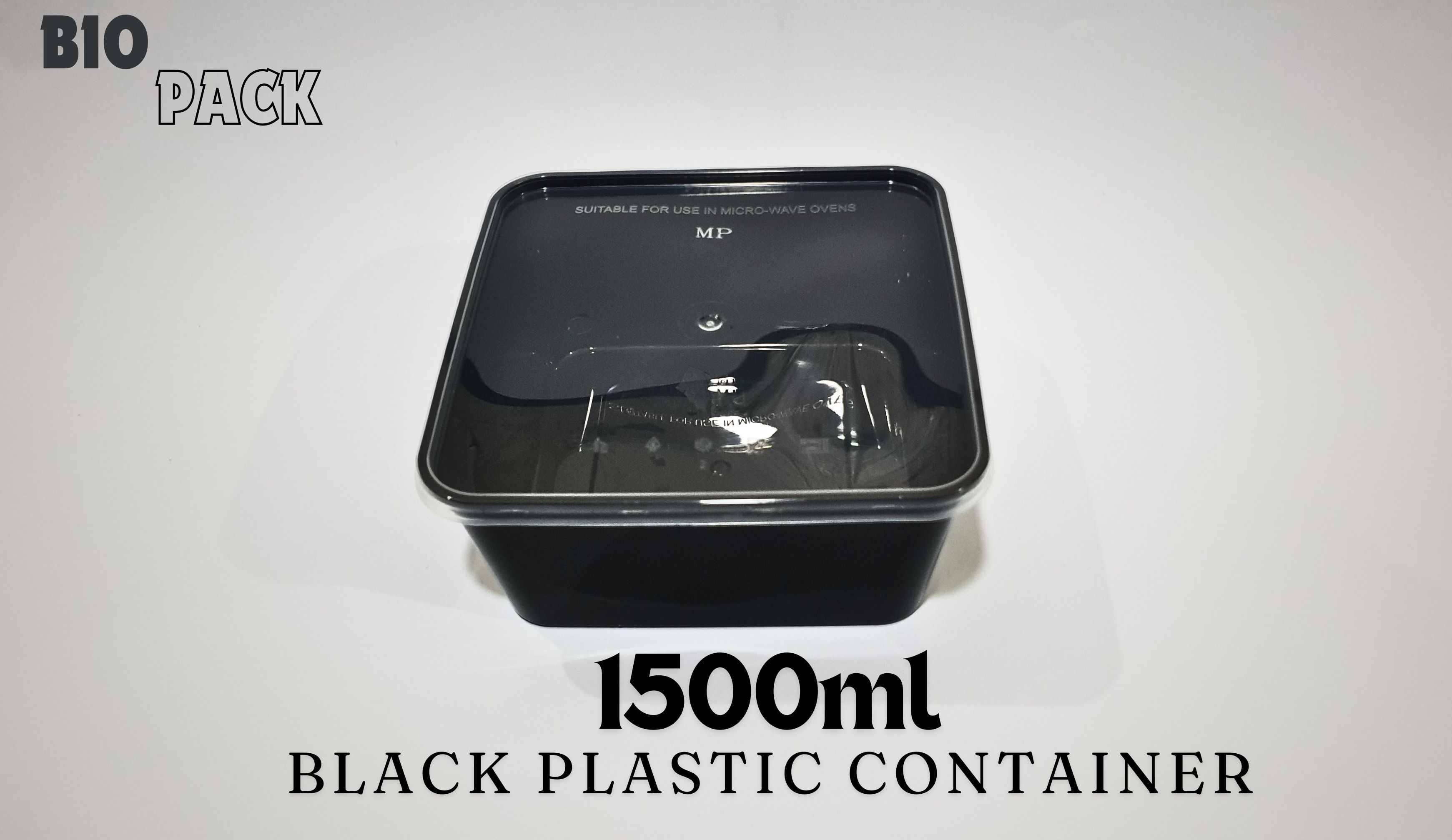 Pack Of 12 Pcs.1500 ML - Container Boxes -Transparent & black - Plastic ...