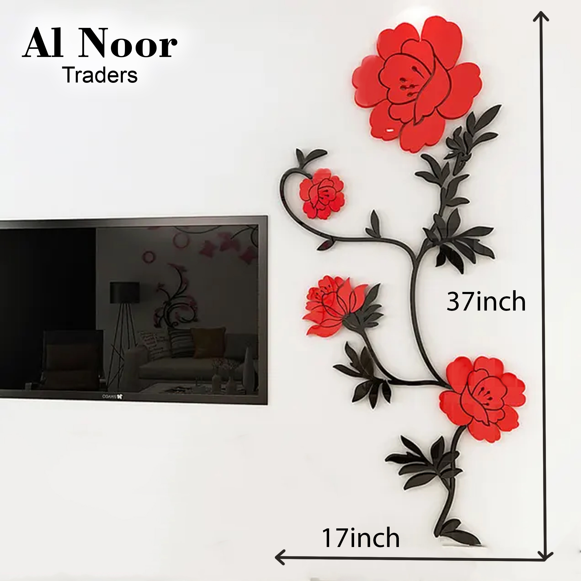 Al Noor Traders Brand 3D wooden flower wall art home decoration items ...