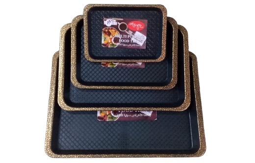 Set of 1 Wooden Texture Plastic Serving Trays – Different in Sizes for ...