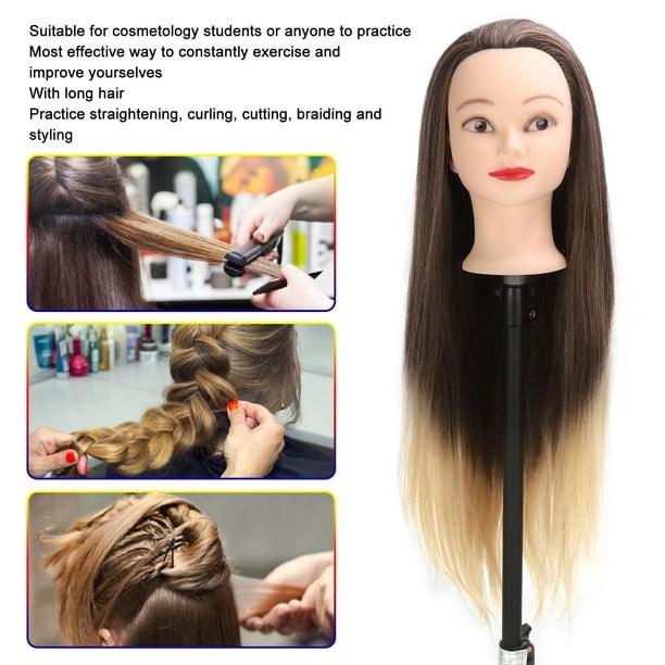 Hair Dummy Training Head Soft Hair Multipurpose Hair Styling Practice ...