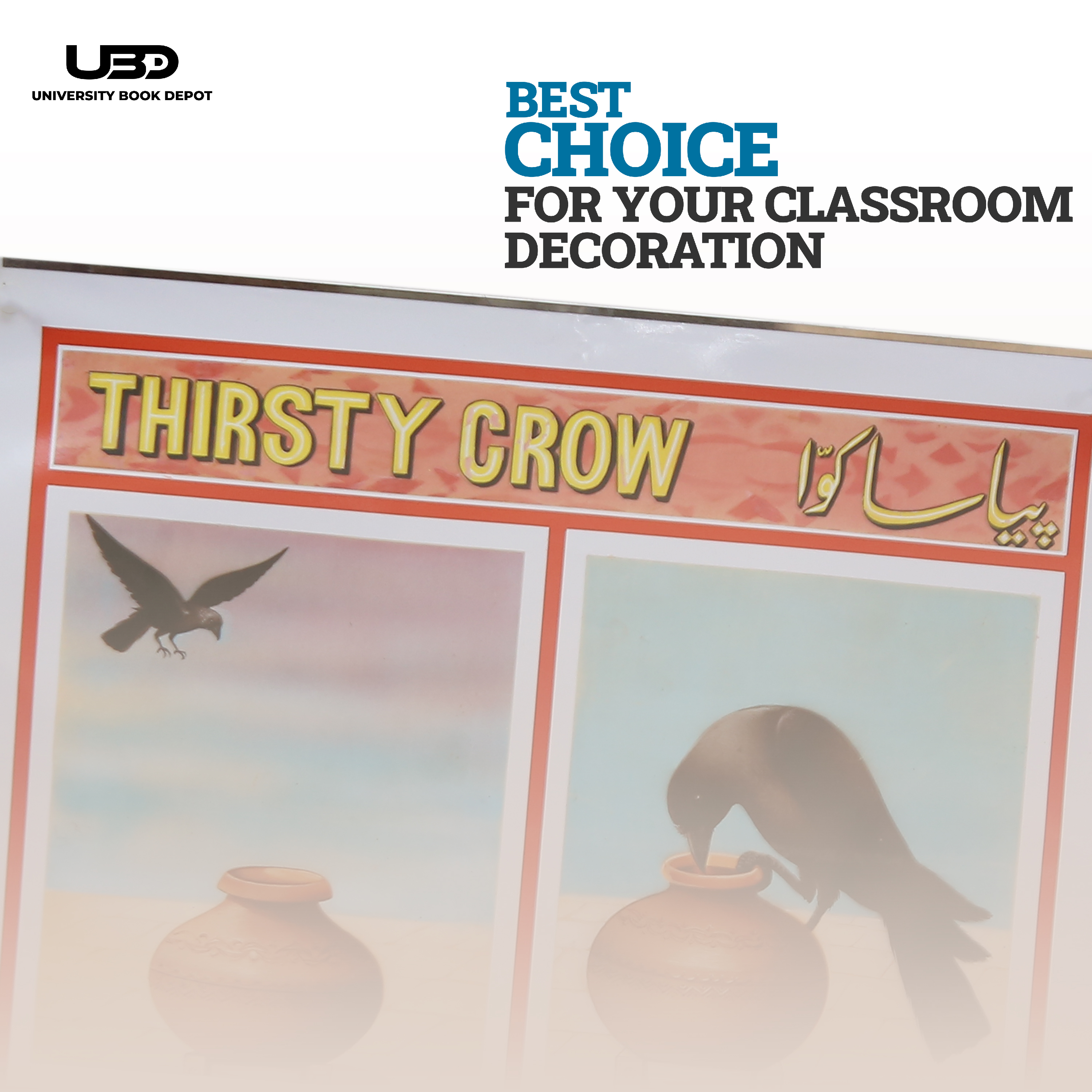 Moral Story The Thirsty Crow Wall Poster | Thirsty Crow Wall Chart for ...