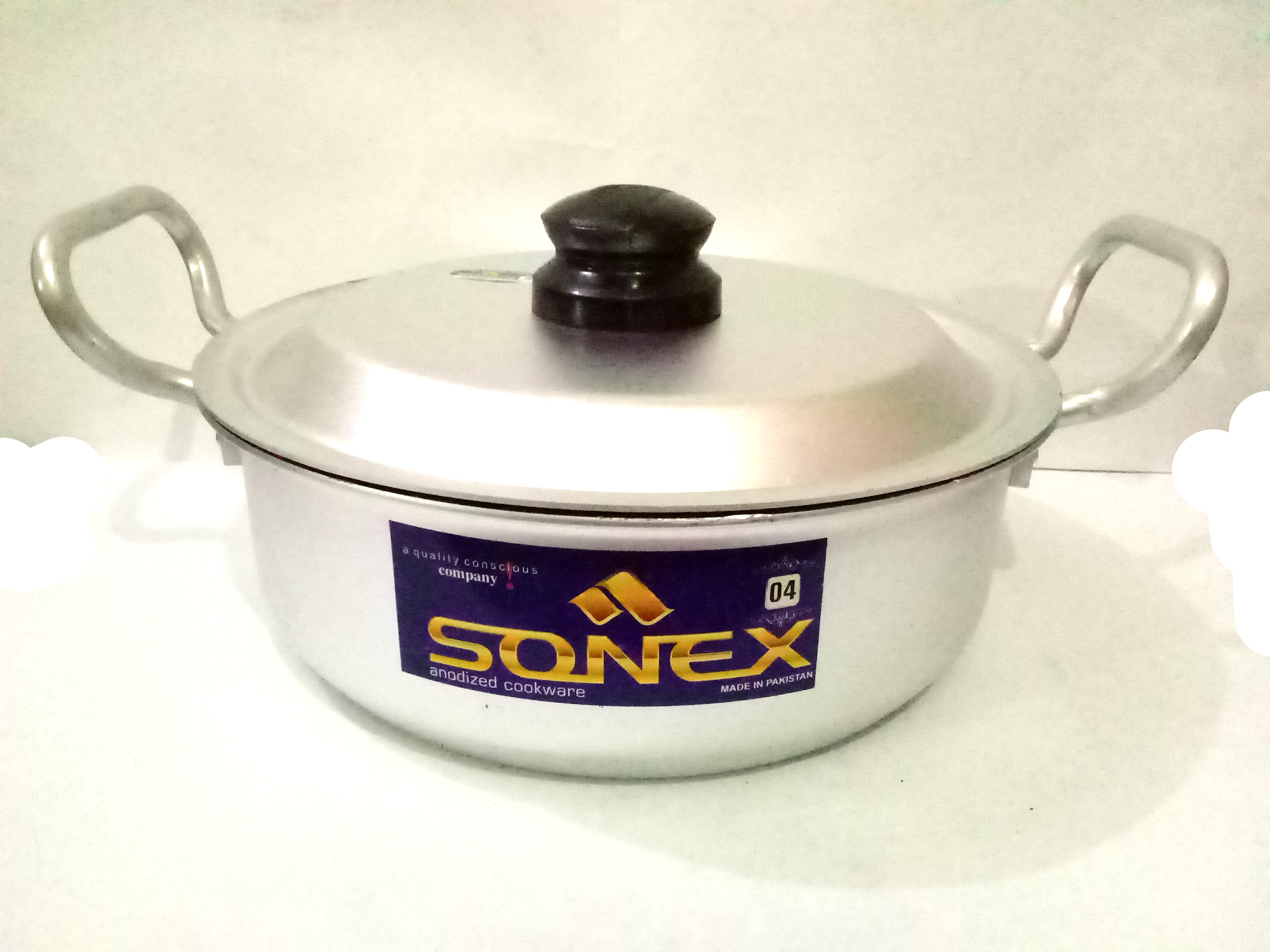 100% Orignal SONEX Cooking Flate karahi Pot - Anodize (Silver Steel ...