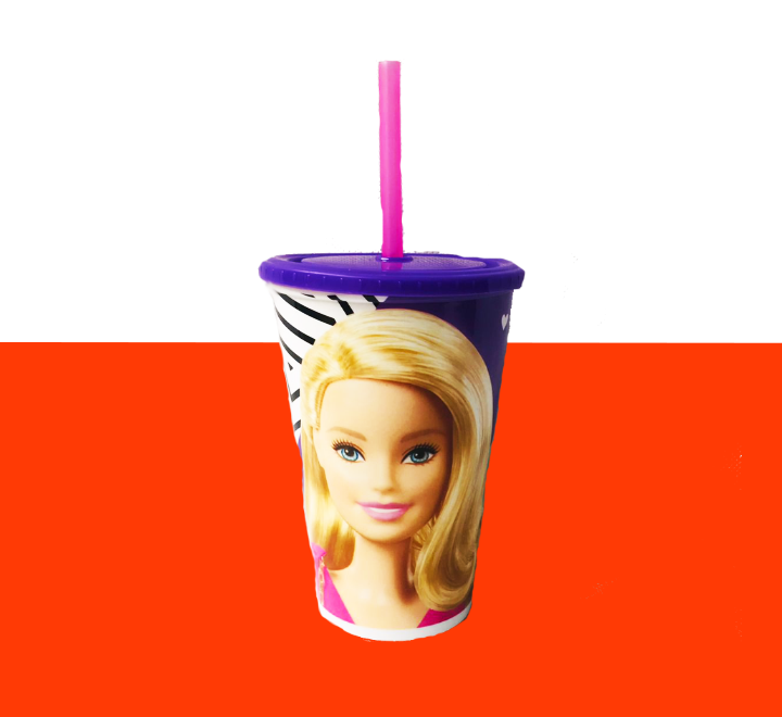 Kids Juice Glass with Straw Barbie Spiderman Benten Frozen Juice Glass ...
