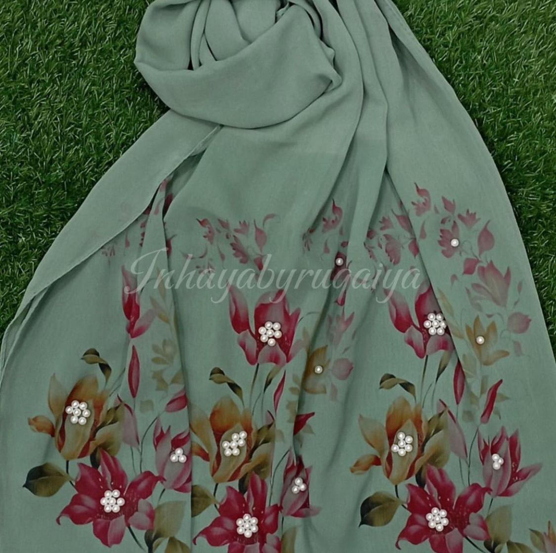 Digital Single Border Hijab 🧕 Luxury Georgette Hijab Stoles Scarves for ...