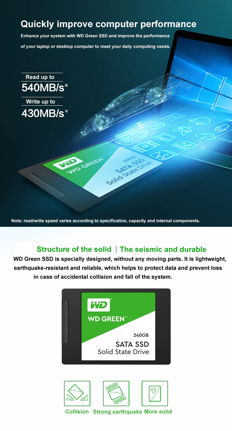 WD GREEN SSD 120GB 240GB 480GB 1TB 2.5" for Laptop Desktop — PakSell