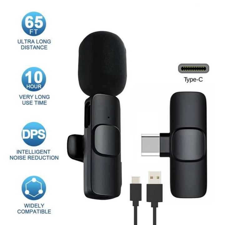 New K8 Type C Wireless Microphone K8 Collar Mic For Type C - Noise Cancellation Reduction Mic 20 ...