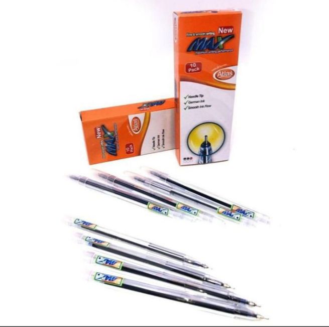 Atlas Max Ball Point Pen | Blue & Black Ball Point | 0.5 mm Transparent ...