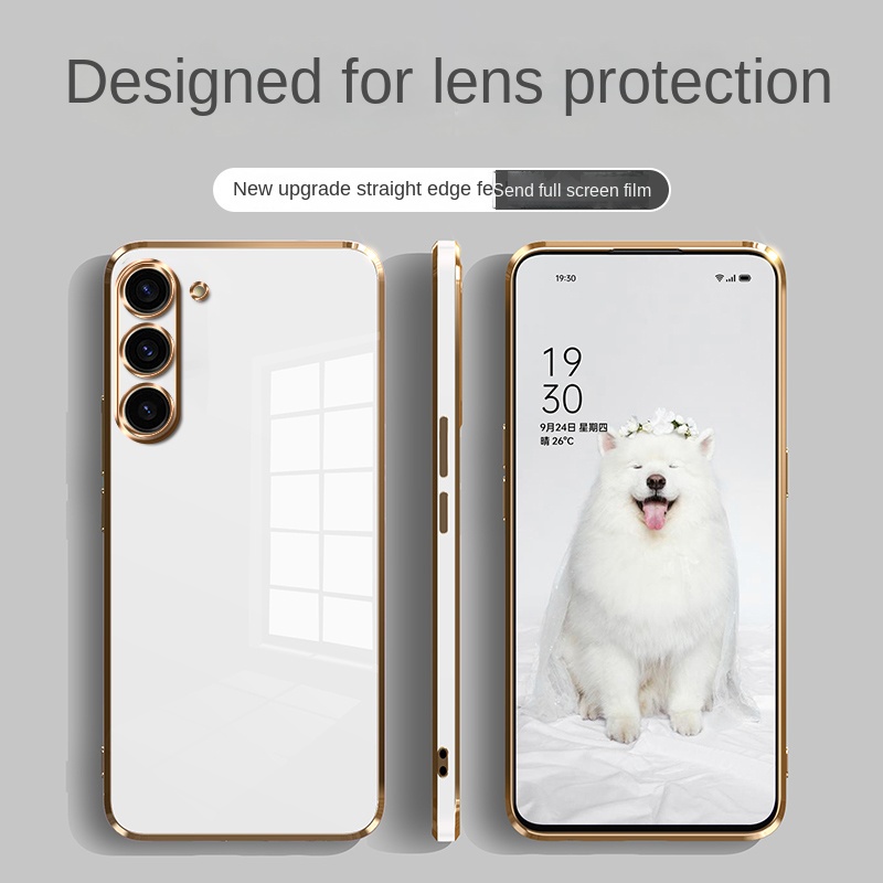 Samsung Galaxy A25 A15 5G A35 A55 5G Luxury Plating Straight Slim Edges Protection Casing Soft ...