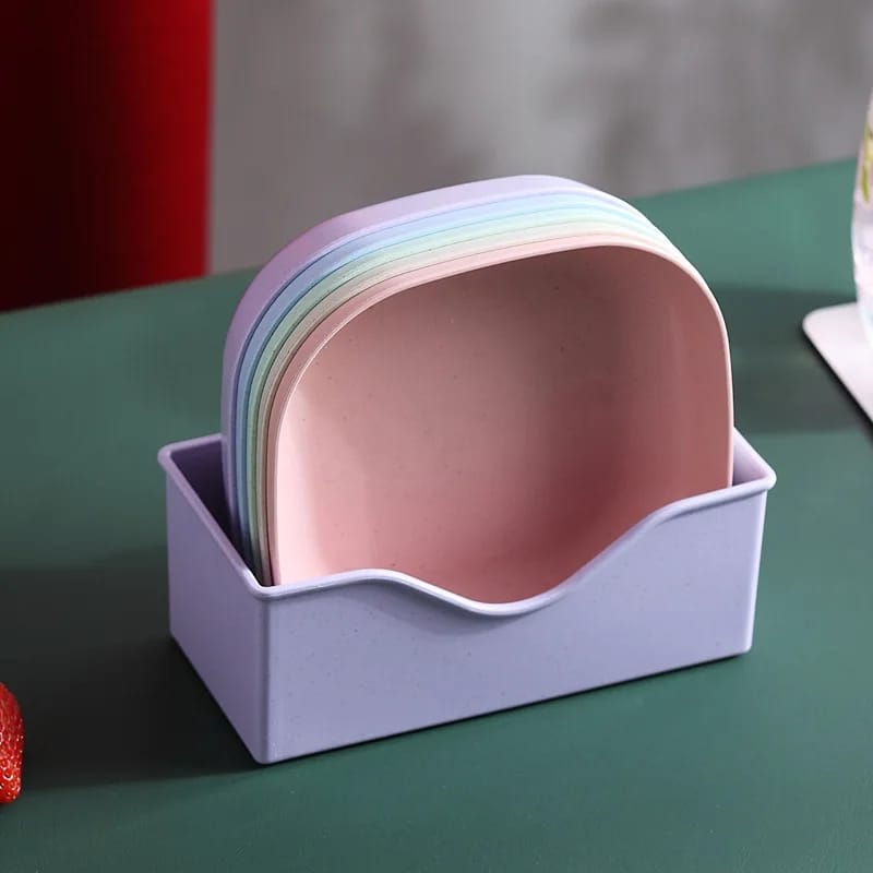 Plastic Plates With Stand, Multi-function Dish,Square Lightweight Wheat ...