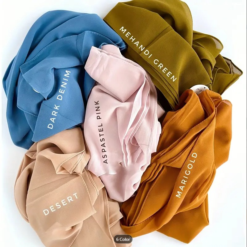 Pack of 5 chiffon hijab scarf stoller / Plain Chiffon Goergett Hijab ...