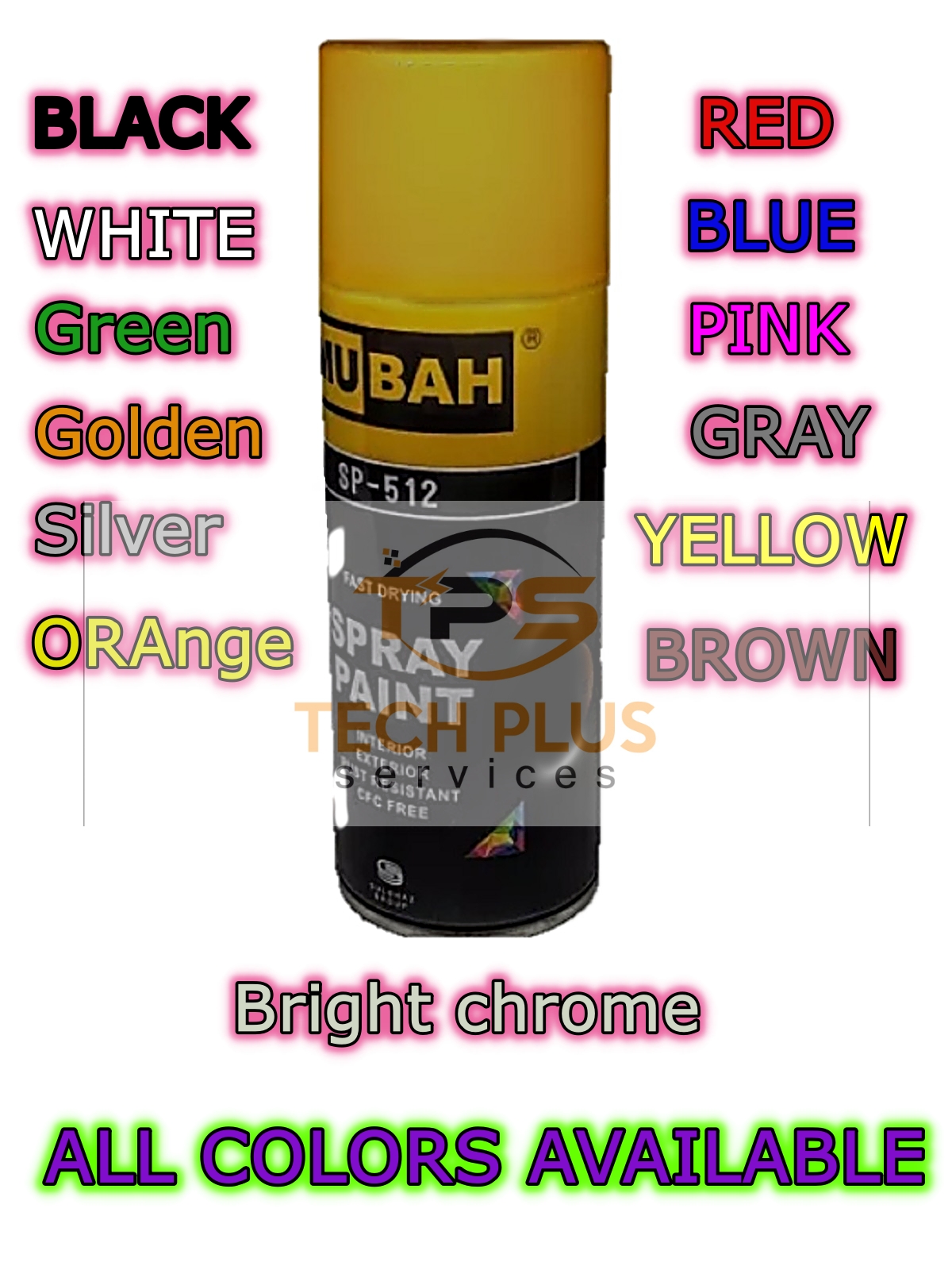 Spray paint MUBAH 300ml multiple colors white , Black, golden, gray ...