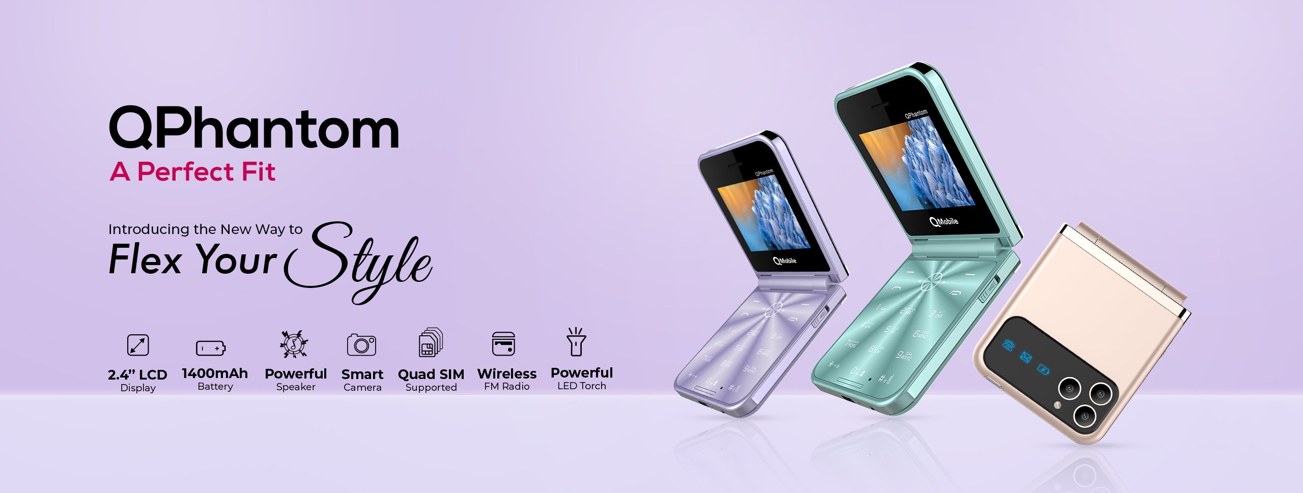 New Model QMobile QPhantom Best Flip Mobile In Town with 2.4 inch LCD Display Powerful Speaker ...