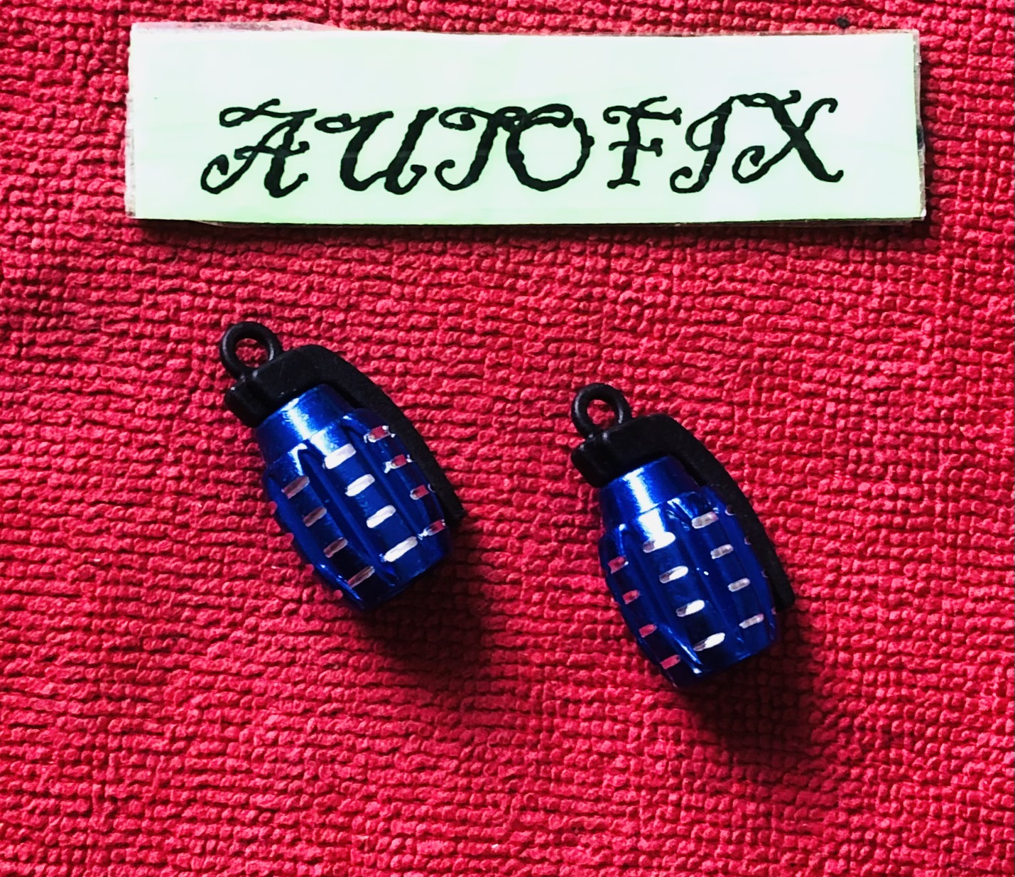 Tyre valve alloy fancy caps blue color for bikes 02 pcs | Daraz.pk