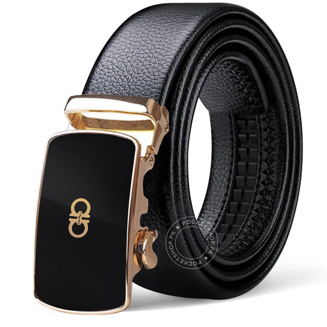 Auto Lock Belts for Men with Soft Lychee Pattern Faux Leather Strap ...