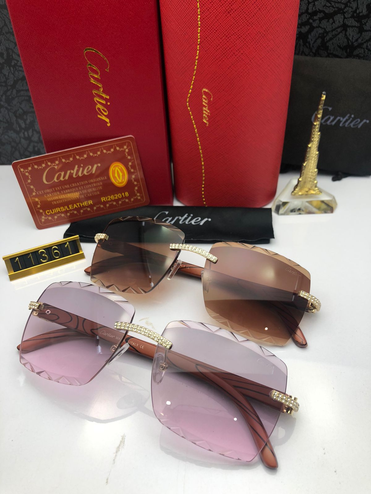 Carter-Rimless-Metal-Brown & Purple-Sunglasses | Daraz.pk