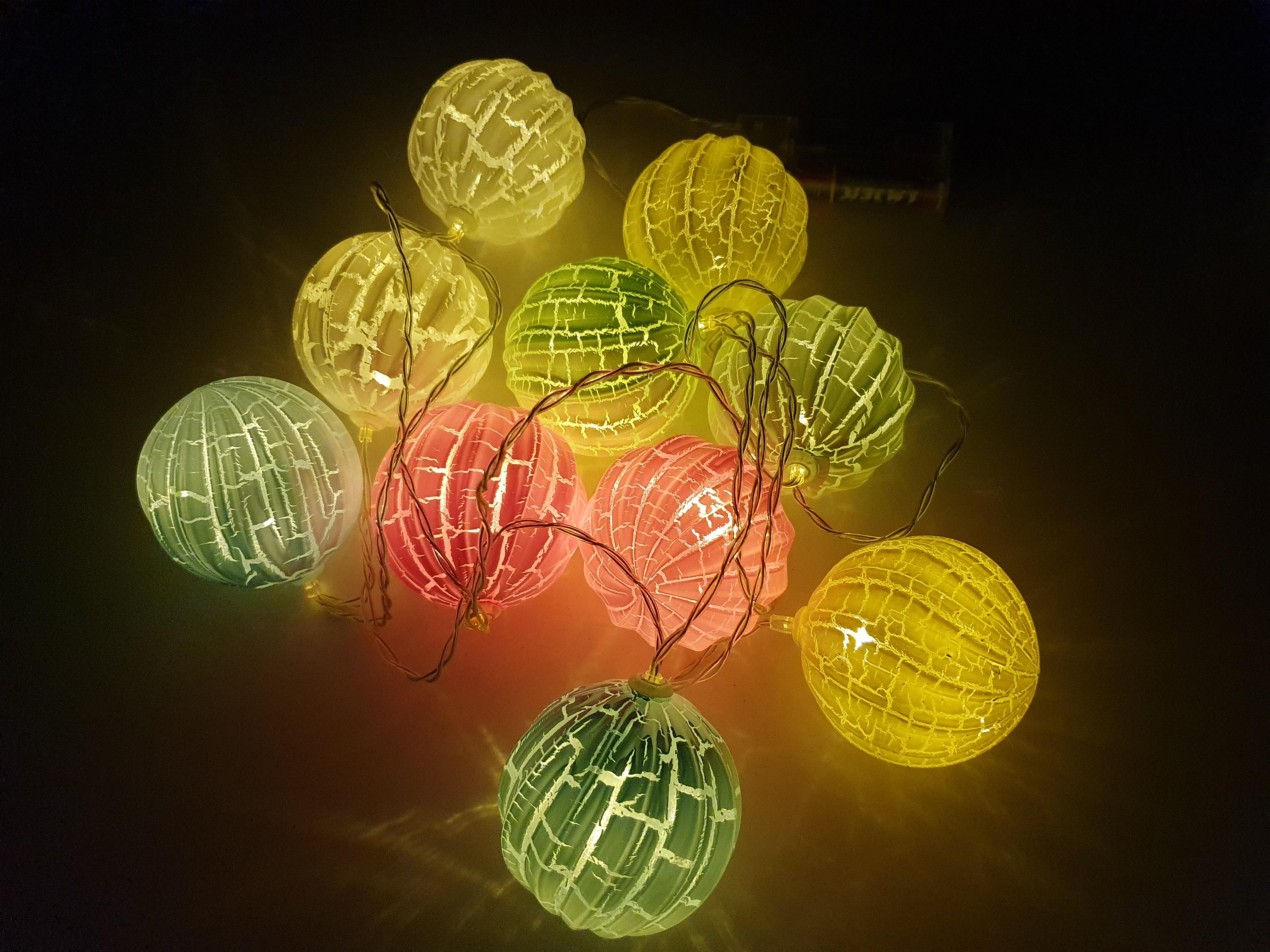 10 Cracked Ball LED String Light Battery Operated/ LED Cracked Ball ...