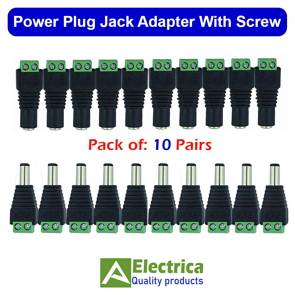 10 Paris 12v DC Power Plug Jack Adapter With Screw Connector Male ...