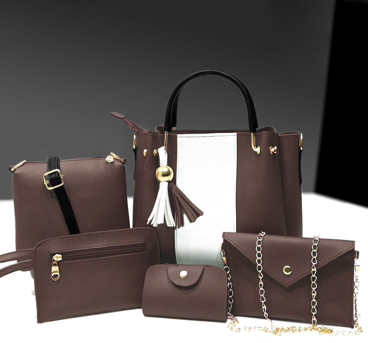 Hand bags for girls pack of 5 piece set with long strap | Daraz.pk