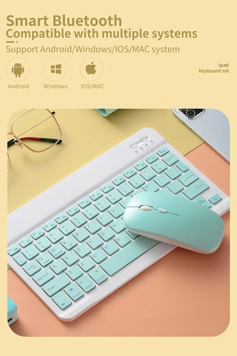 Ultra-Slim Wireless Keyboard Mouse Combo: Bluetooth Connectivity for ...