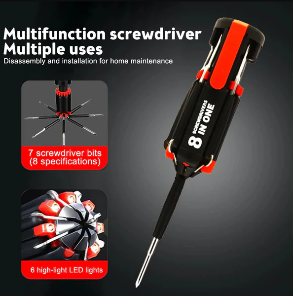 Screwdriver Set 8 in 1 Multi Screwdrivers Set Powerful Torch Kit 8 in ...
