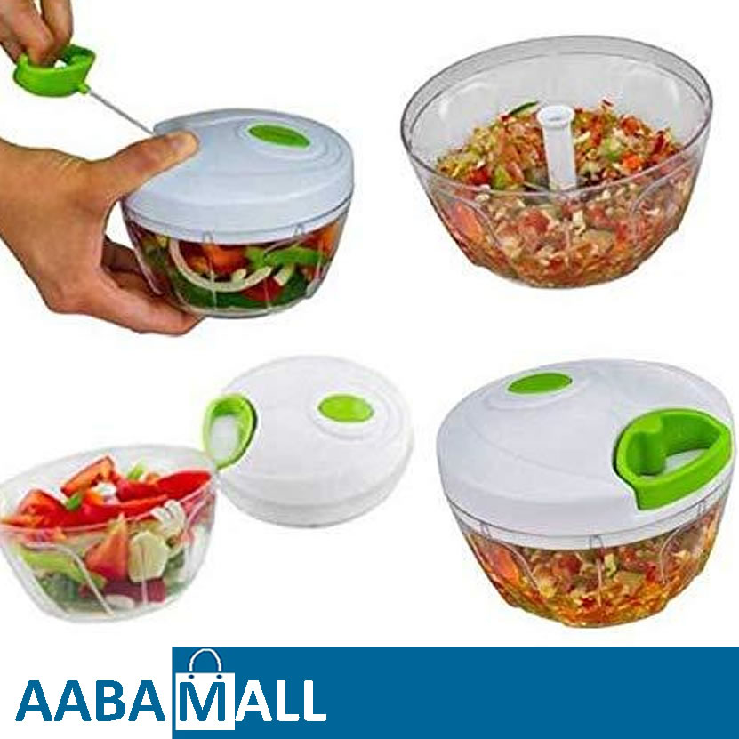 Mini Speedy Chopper Spin Cutter Food Master Manual Hand Pull Vegetables ...