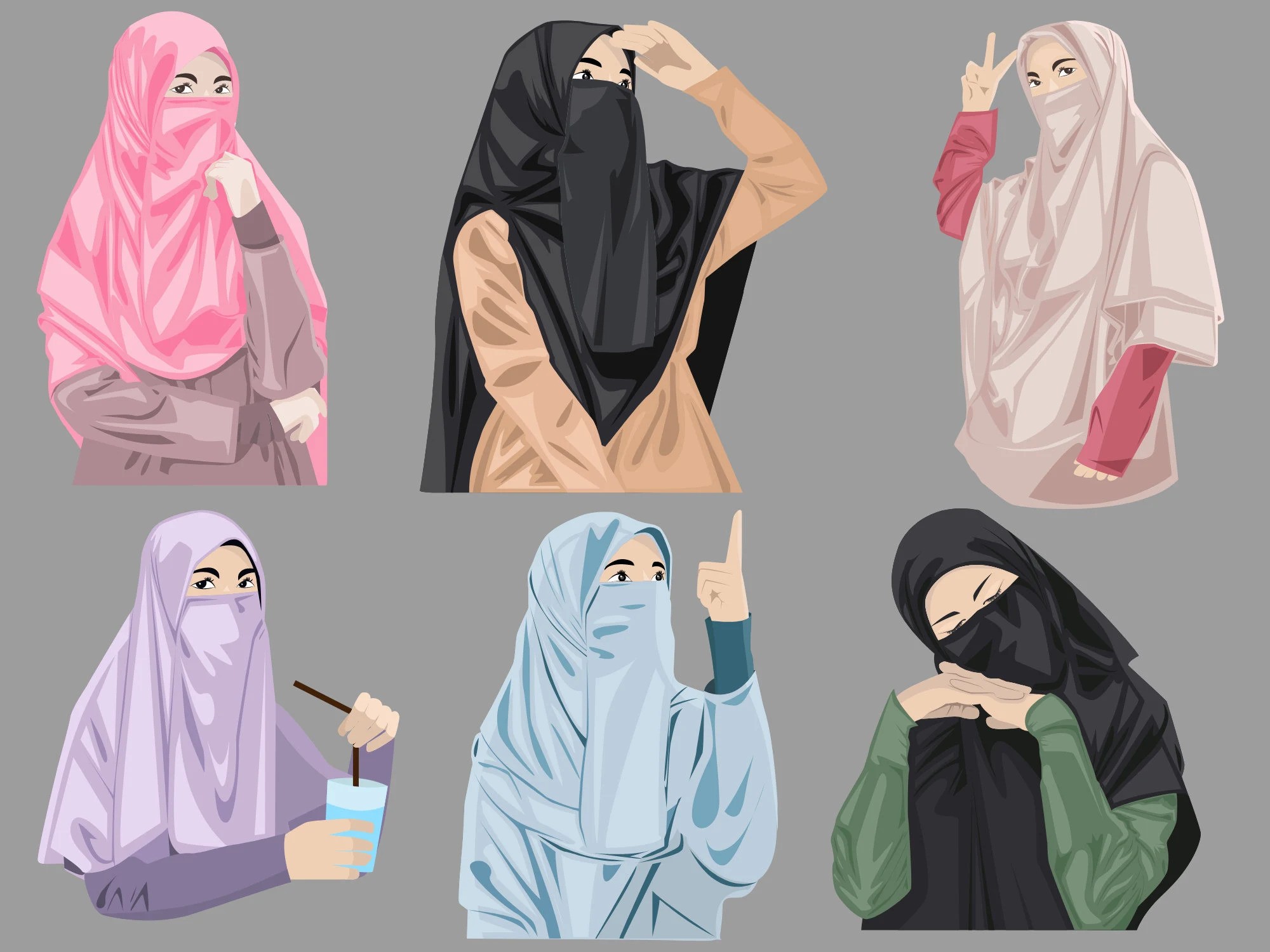 Stickers hijab girl design print uncut pictures customized stickers ...