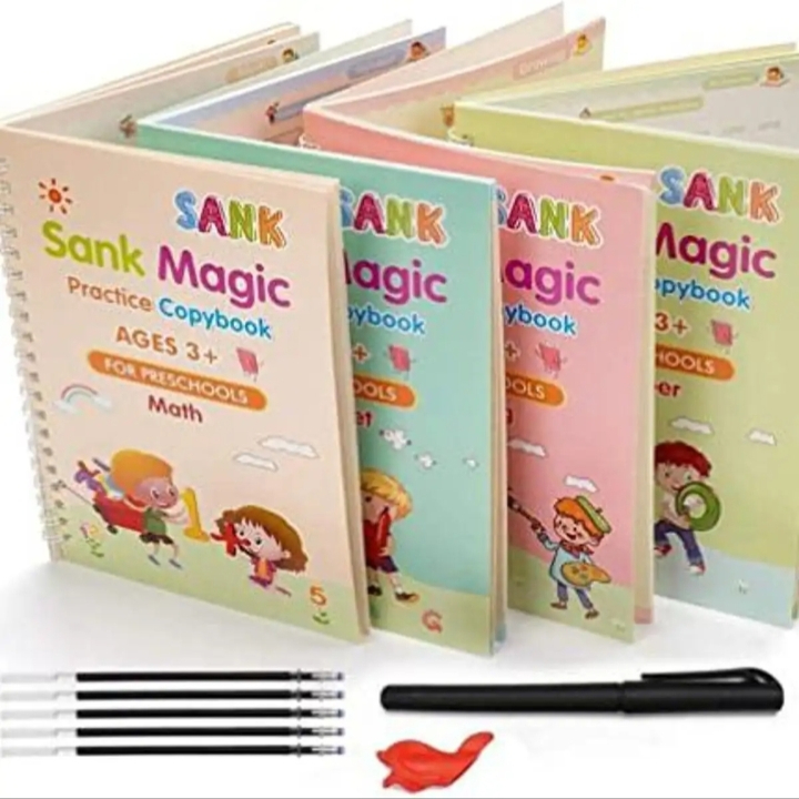 Pack Of 4 Sank Magic Practice Copybook (4 BOOKS + 1 PEN + 10 REFILL ...