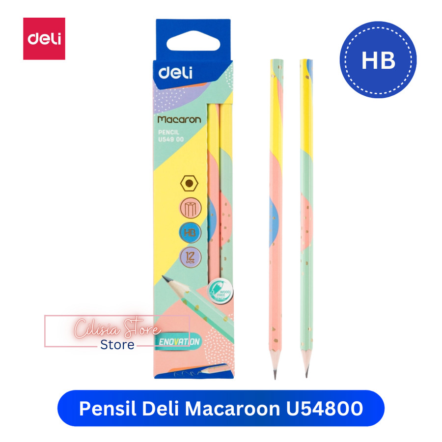 Deli Enovation Macaron Soft Wood Graphite Black Lead HB 12 Pencils with ...