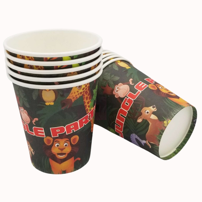 JUNGLE THEME PAPER CUPS - PACK OF 10 PAPER CUPS - JUNGLE THEME BIRTHDAY ...