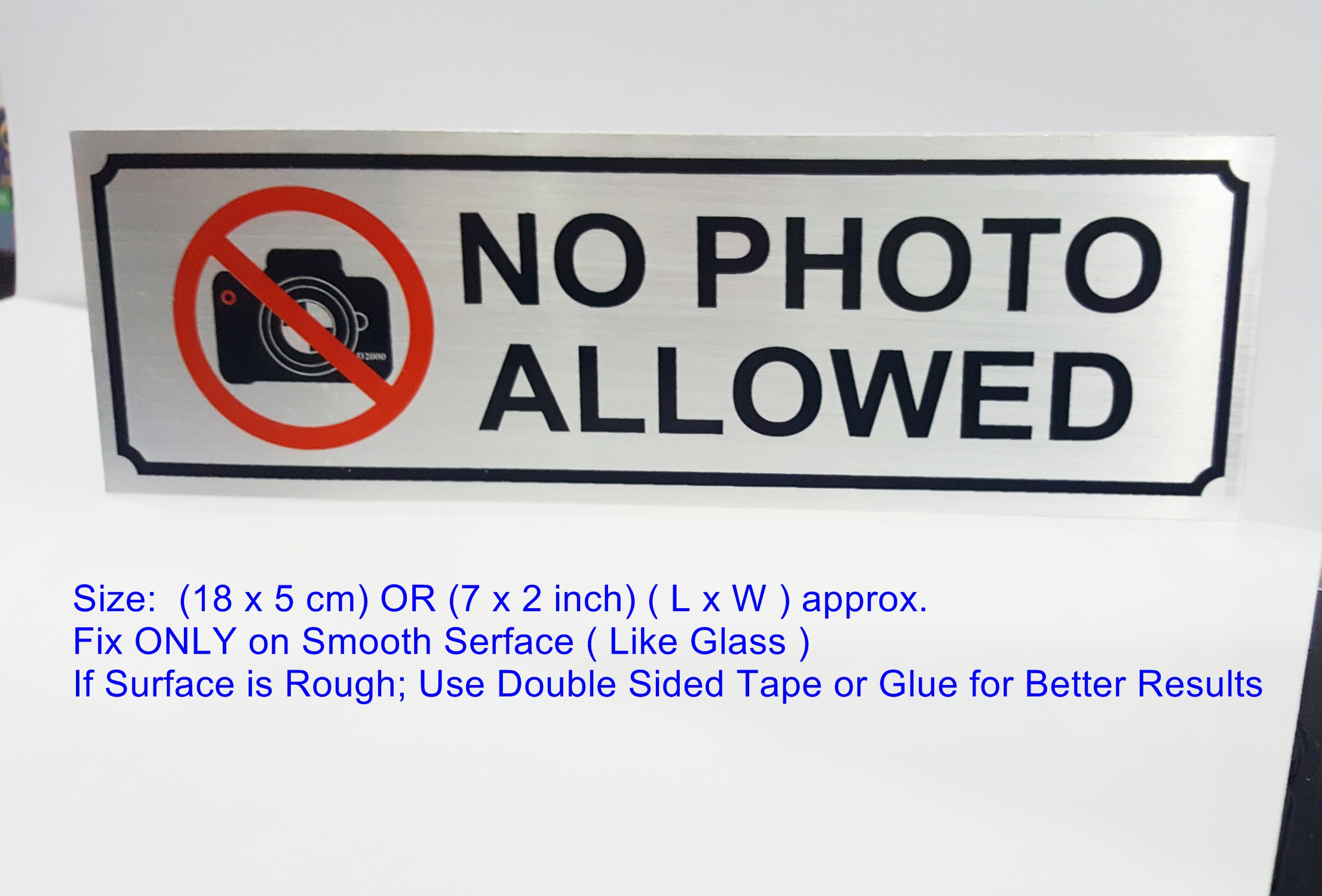 NO PHOTO ALLOWED Plate - Aluminium Sign Plate (Mirror OR Glass ...
