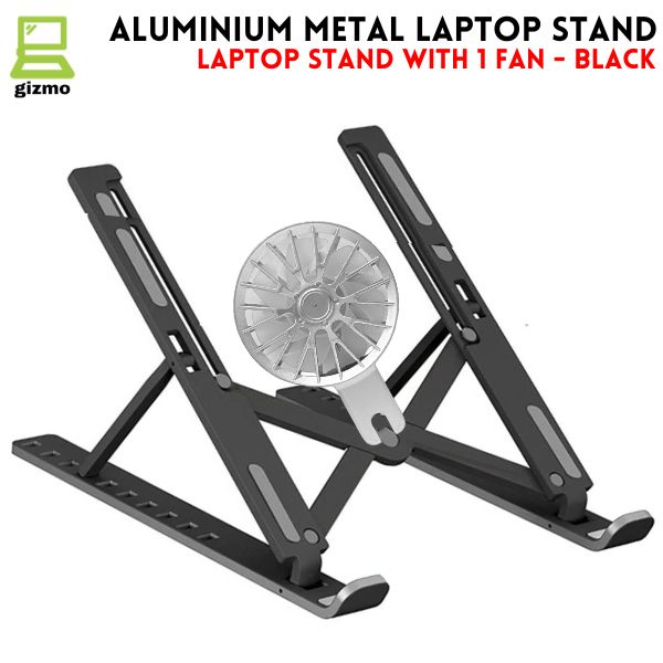 Aluminium Laptop Stand Silver & Black With Detachable Single & Dual Fan ...