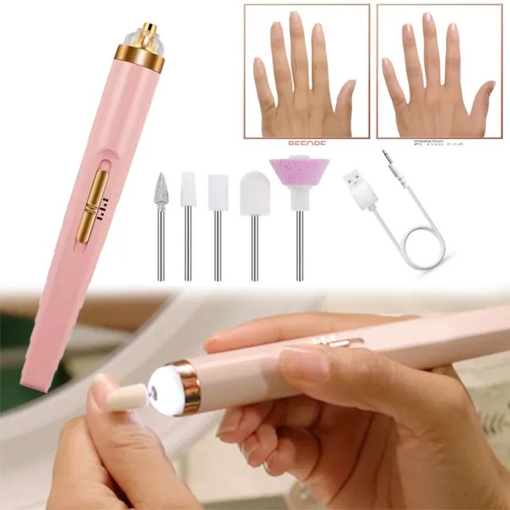 Electric Nail Tool with LED Light Mill Cutter Art Sanding File Gel ...