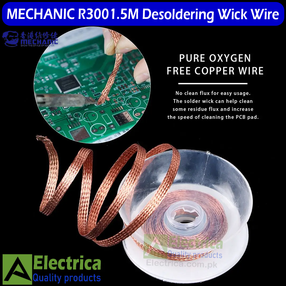 MECHANIC 1.5mm R300 Solder Wick Braided Solder Remover 1.5Meter Suction ...