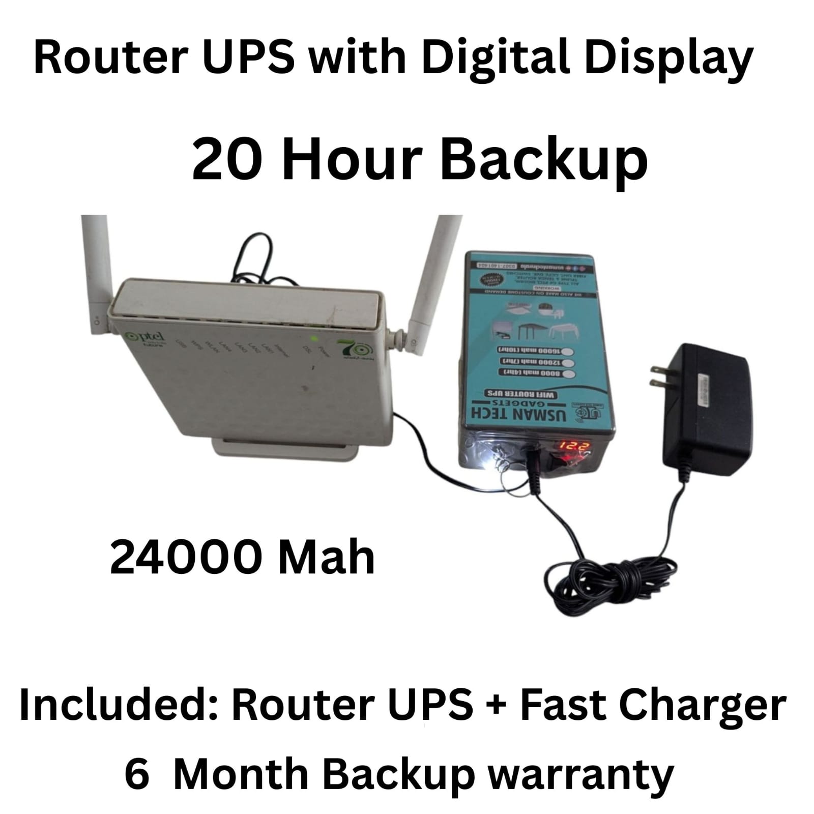 WiFi Router UPS Power Bank 12 Volts 1A 1.5A 5 to 6 Hours Guaranteed ...
