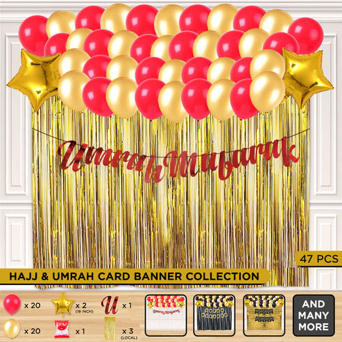 Umrah Mubarak PACK OF 47 Cutout Banner Theme With Curtain Muslim ...