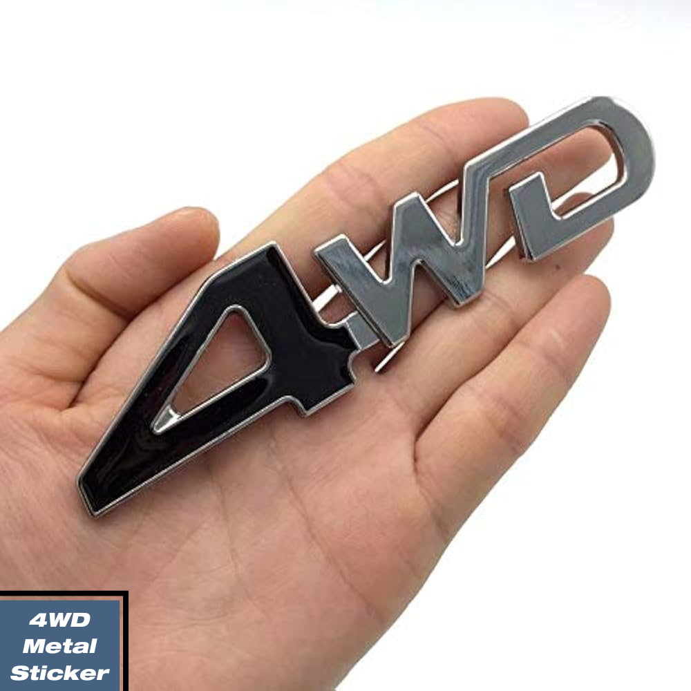 4WD 3D Metal Car Letters | 4WD Sticker in Black color with silver ...