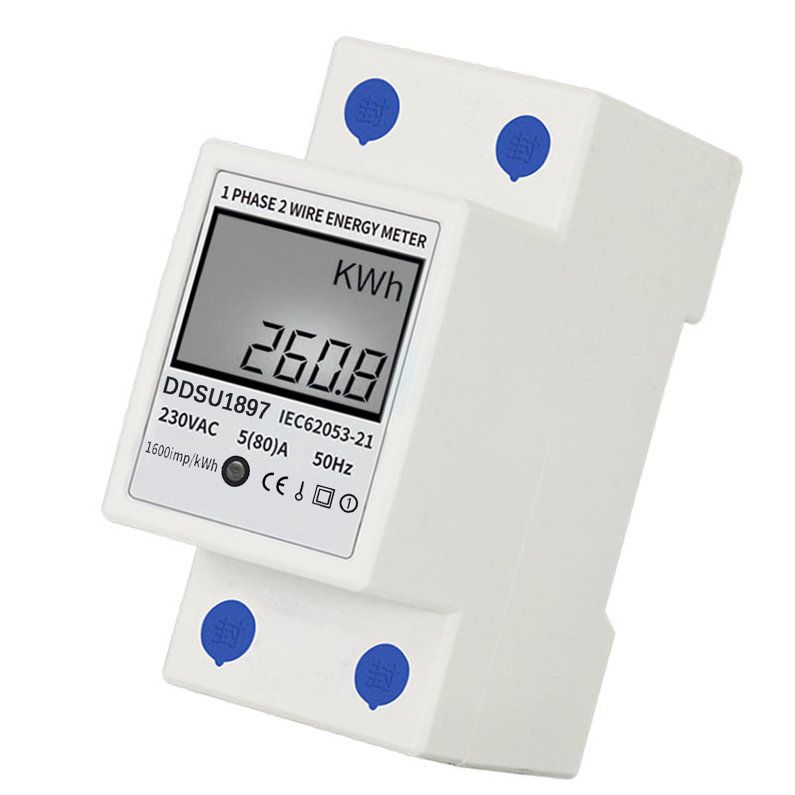 Digital Electric Energy Meter Single Phase DIN Rail Electricity Meter ...